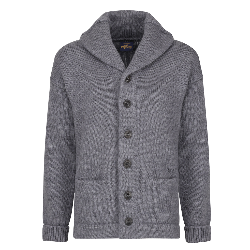 1920s mens shawl collar heavy weight cardigan in seal grey – Oldfield ...